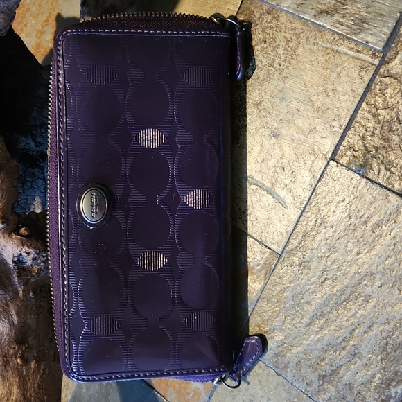 Coach | Bags | Euc Coach Signature Purple Parent Embossed Accordion ...